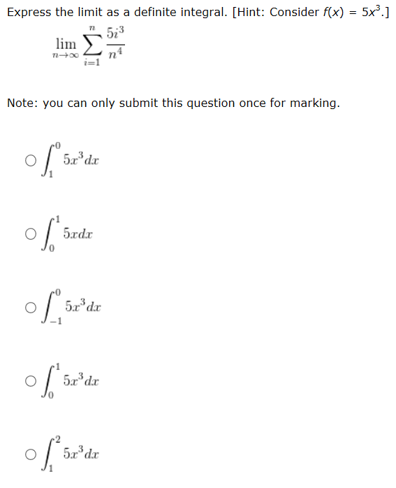 Solved Express the limit as a definite integral. lim n | Chegg.com
