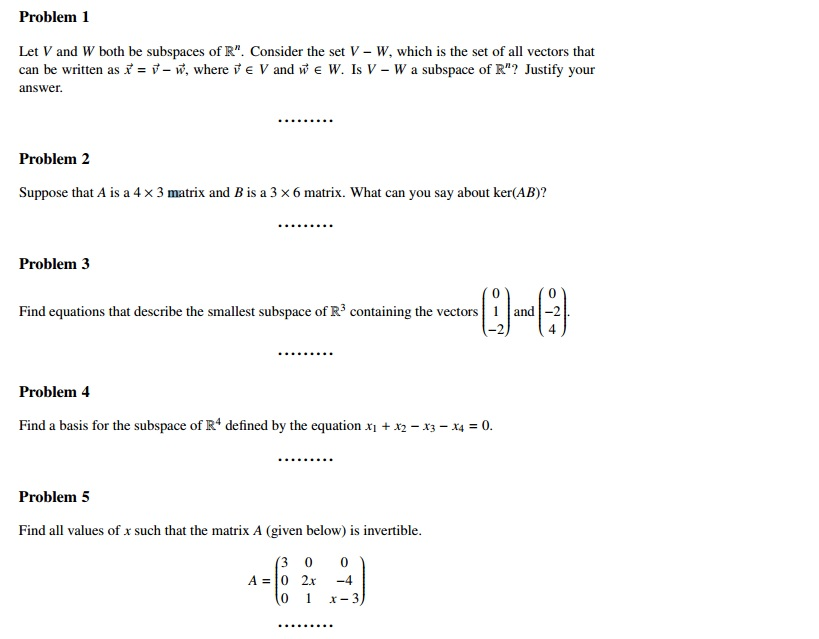 Solved Let V and W both be subspaces of Rn. Consider the set | Chegg.com