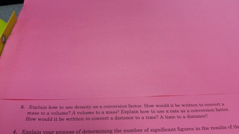 Solved Explain how to use density as a conversion factor. | Chegg.com
