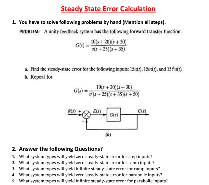 Steady State Error Formula