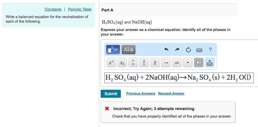 Solved Constants | Periodic Table Part A Write a balanced | Chegg.com