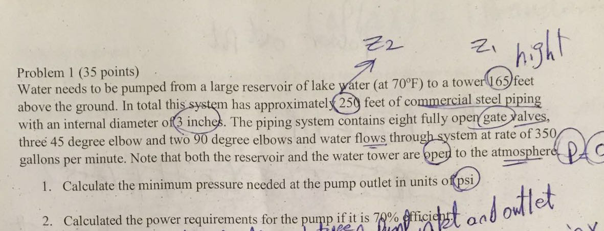 Solved Water needs to be pumped from a large reservoir of | Chegg.com