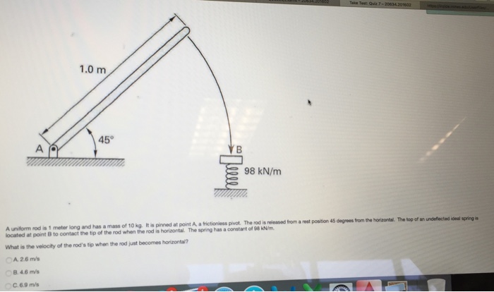 Solved A uniform rod is f meter long and has a mass of 10 | Chegg.com