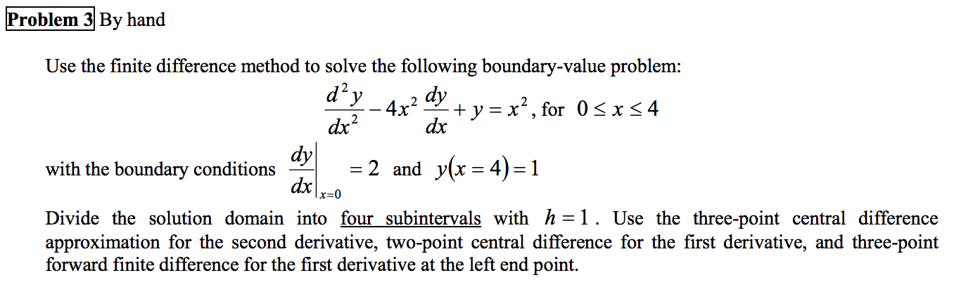 Solved Use The Finite Difference Method To Solve The