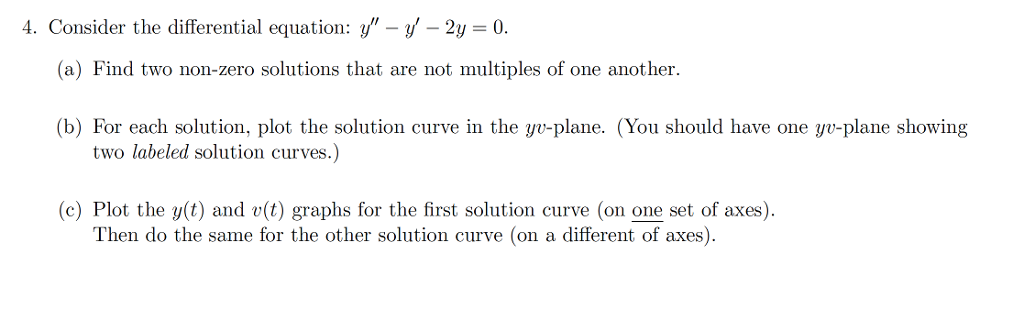 Solved 4. Consider the differential equation: y"--2y = 0. | Chegg.com