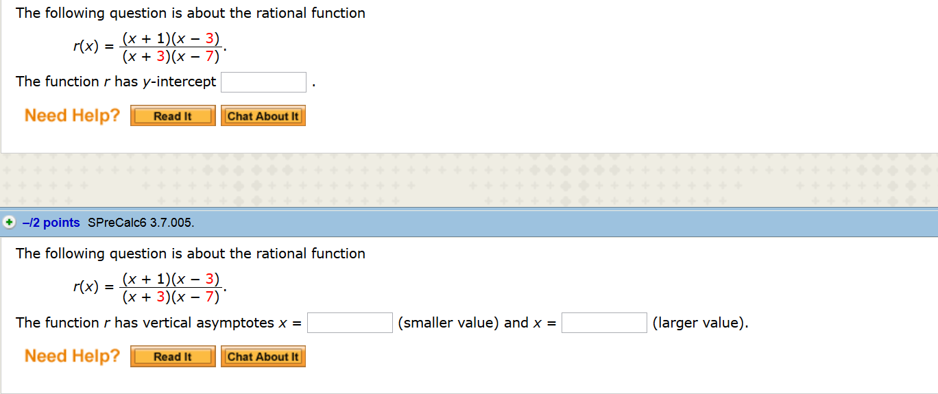 Solved The following question is about the rational function | Chegg.com