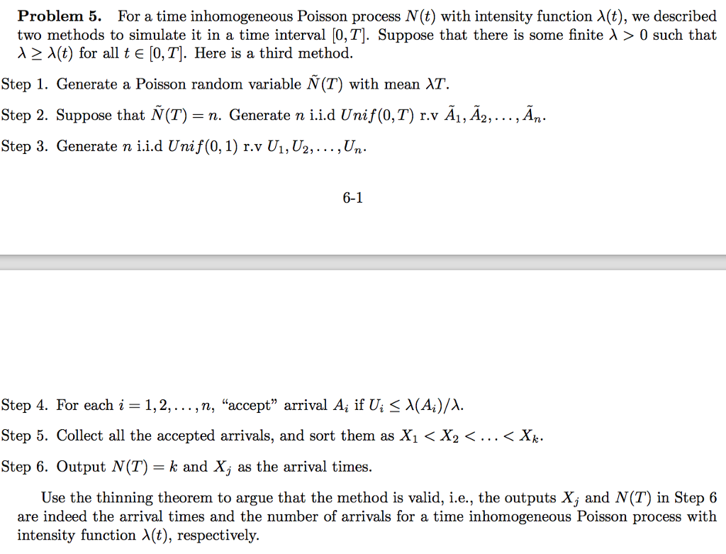 Problem 5. For a time inhomogeneous Poisson process | Chegg.com