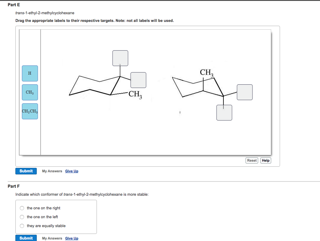Solved Part A cis-1-ethyl-3-methylcyclohexane Drag the | Chegg.com