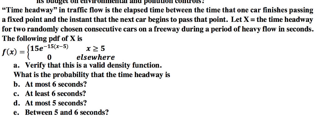 Solved "Time headway" in traffic flow is the elapsed time | Chegg.com