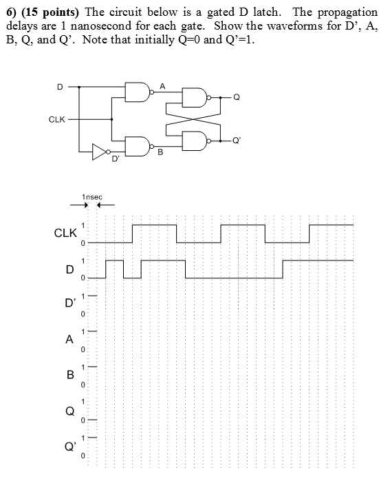 Solved The circuit below is a gated D latch. The propagation | Chegg.com