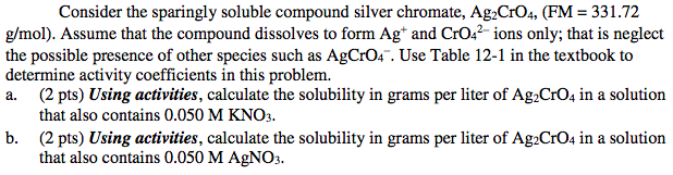 Consider the sparingly soluble compound silver | Chegg.com