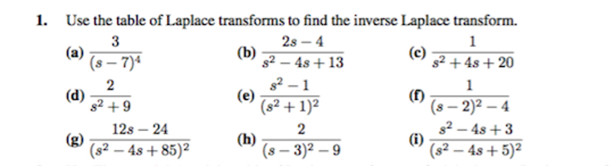 Solved Use the table of Laplace transforms to find the | Chegg.com