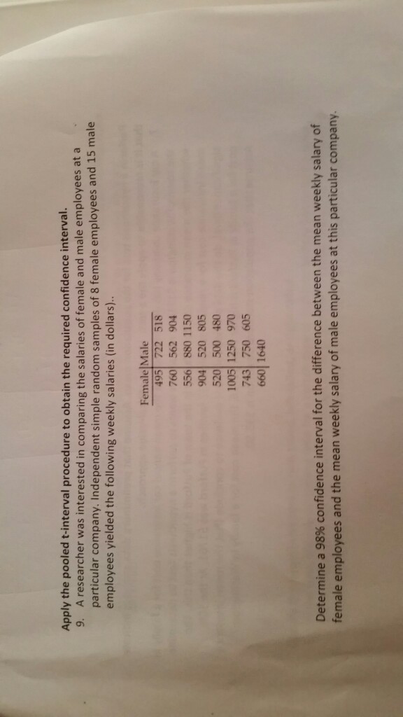 Solved Apply the pooled t-interval procedure to obtain the | Chegg.com