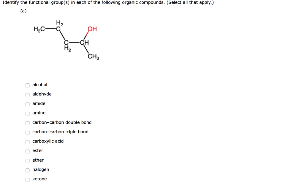 Solved Identify the functional group(s) in each of the | Chegg.com