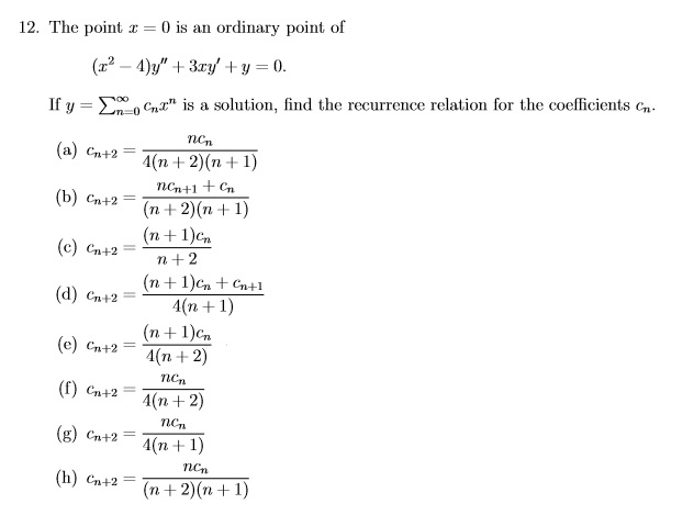 Solved The point x = 0 is an ordinary point of (x^2 - 4)y" | Chegg.com