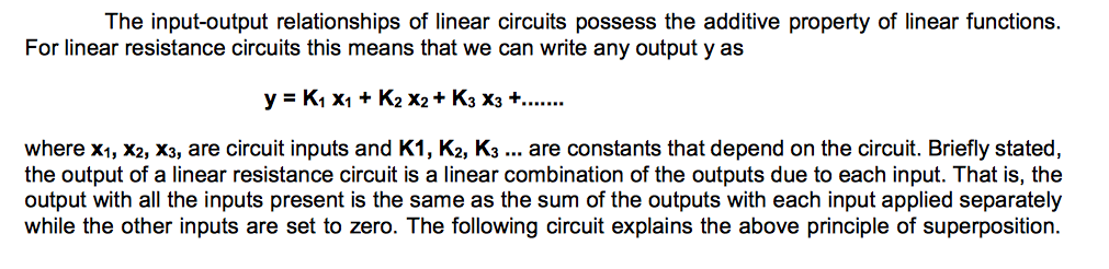 Solved The input output relationships of linear circuits | Chegg.com