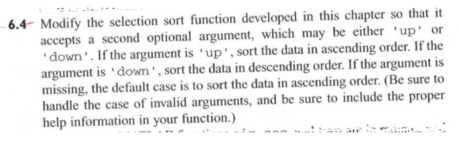 Solved Modify The Selection Sort Function Developed In This