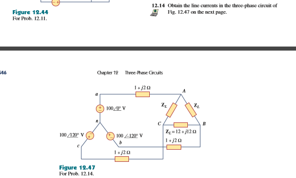 Solved Obtain the line currents in the three-phase circuit | Chegg.com