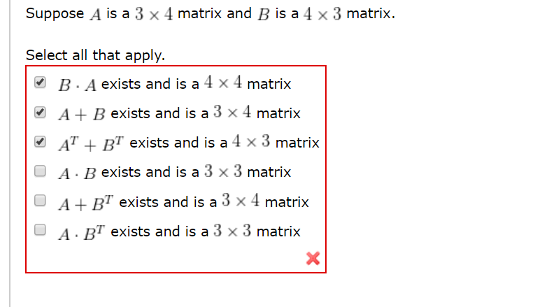Solved Suppose A is a 3 x 4 matrix and B is a 4 x 3 matrix. | Chegg.com