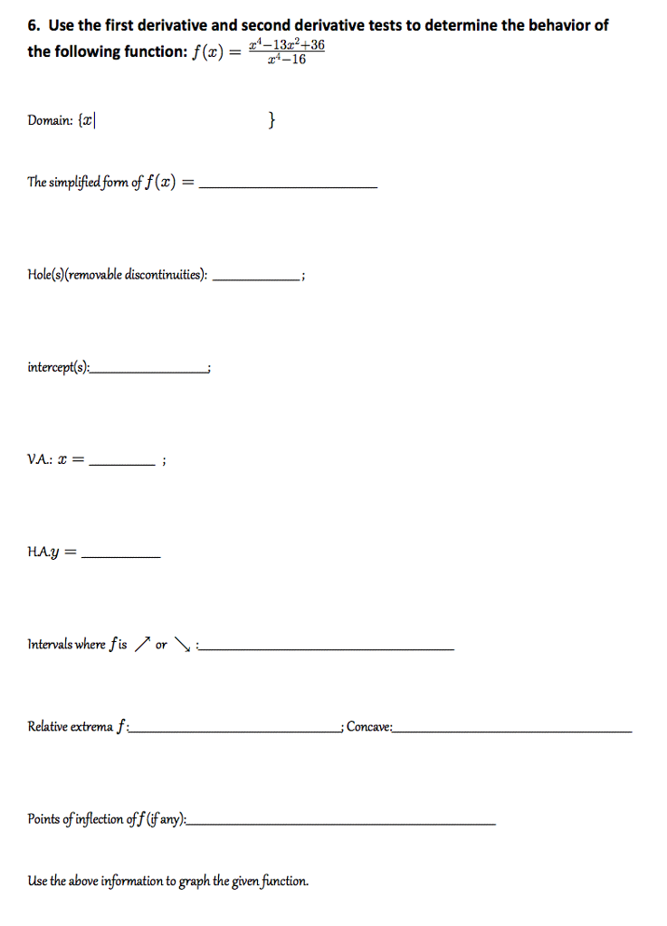 Solved 6. Use the first derivative and second derivative | Chegg.com