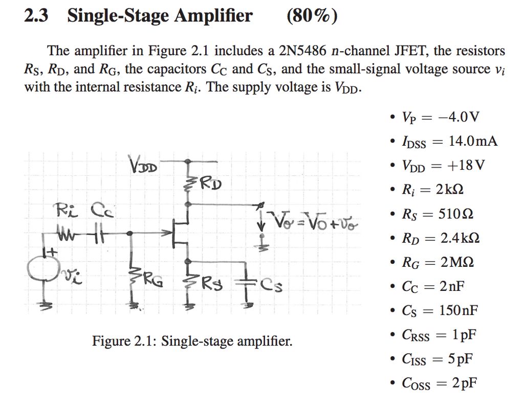 Solved 2.3 Single-Stage Amplifier (80%) The amplifier in | Chegg.com