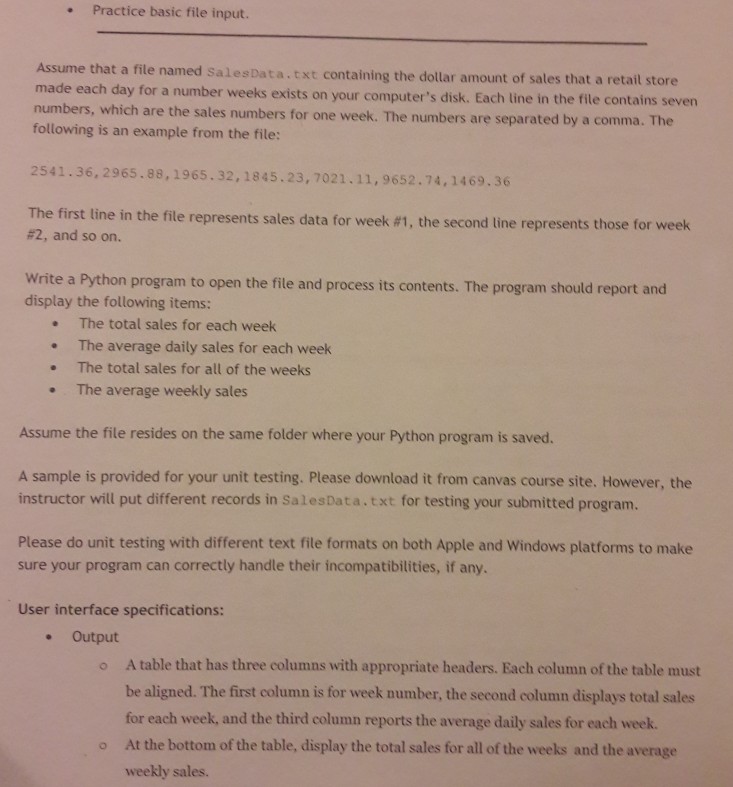 Solved Practice basic file input. Assume tha made each day | Chegg.com