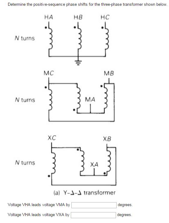 Solved Determine the positive-sequence phase shifts for the | Chegg.com