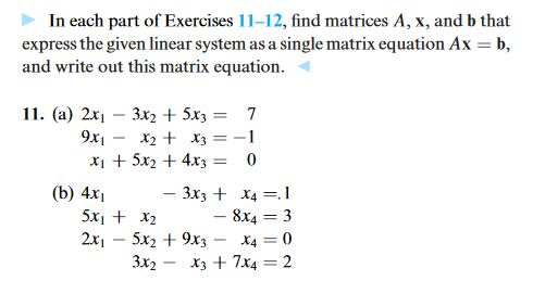 Solved In each part of Exercises 11-12, find matrices A, x, | Chegg.com
