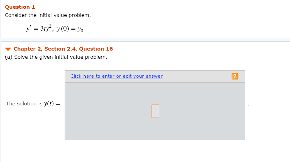 Solved Question 1 Consider the initial value problem. y, | Chegg.com