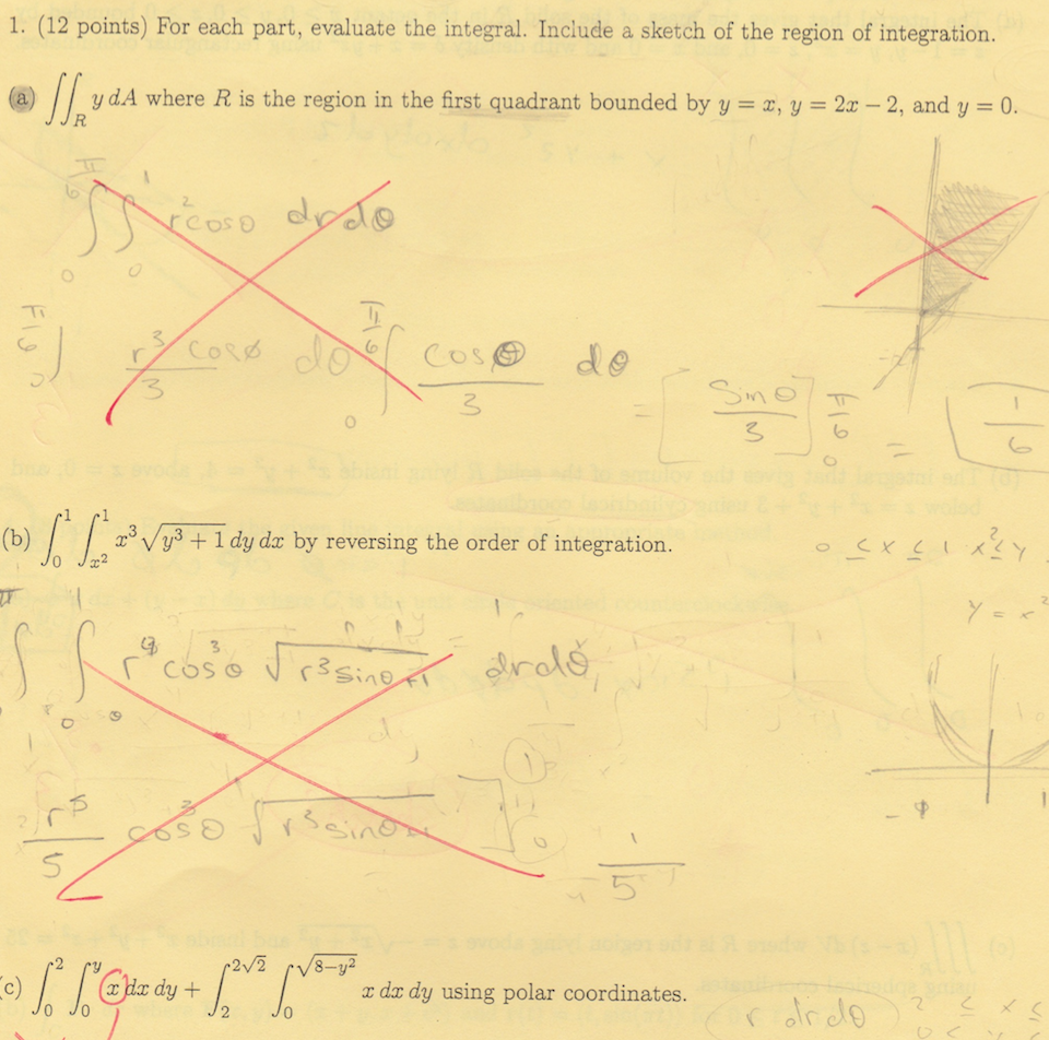 Solved 1. (12 points) For each part, evaluate the integral. | Chegg.com