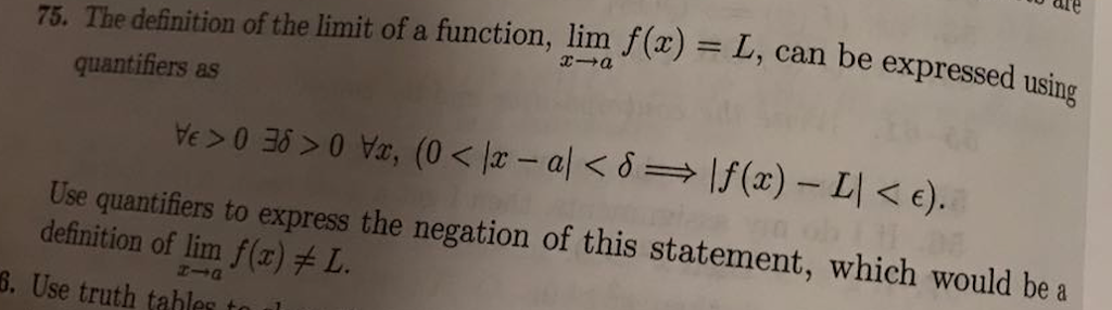 Solved dl 75, The definition of the limit of a function, lim | Chegg.com
