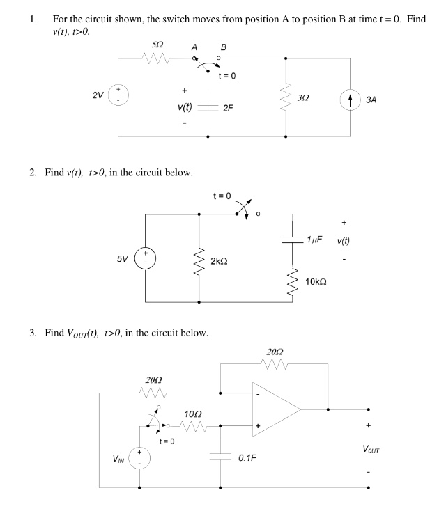 Solved 1. For the circuit shown, the switch moves from | Chegg.com
