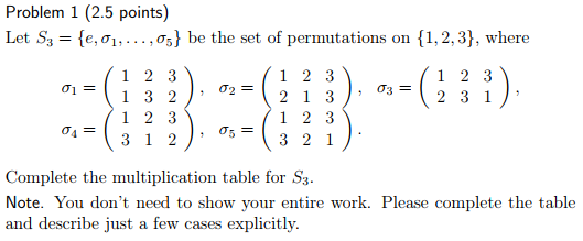 Solved Let S3 = {e, σ1, . . . , σ5} be the set of | Chegg.com