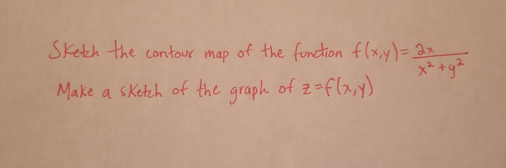 Solved Sketh the con-tour map of the fundton ·HA e contour | Chegg.com