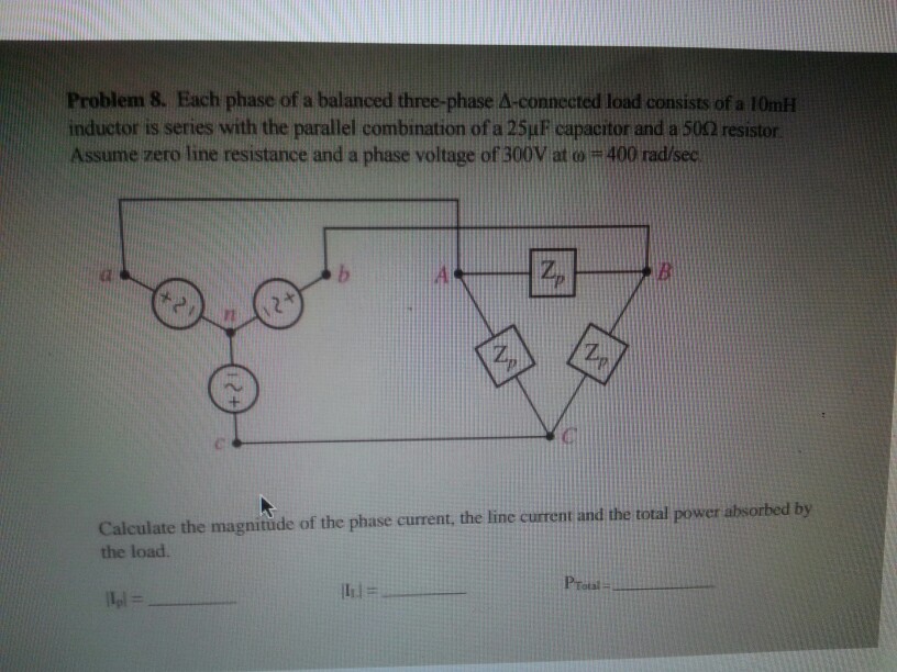 Solved Each phase of a balanced three-phase Delta-connected | Chegg.com