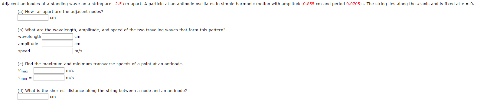 Solved Adjacent antinodes of a standing wave on a string are | Chegg.com