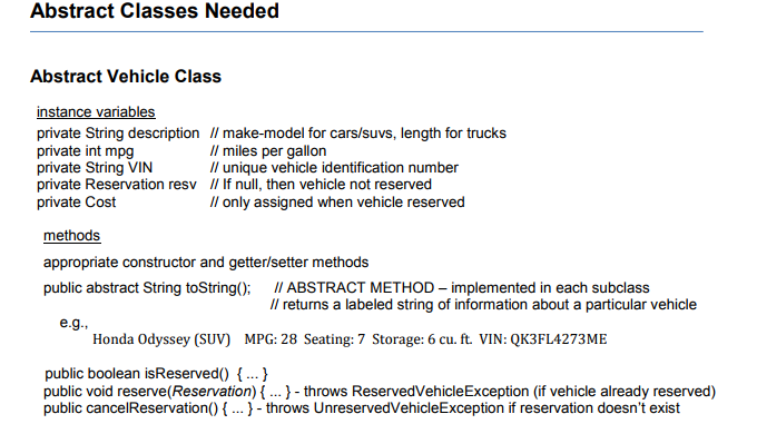 Solved Develop and test the following classes: Vehicle | Chegg.com