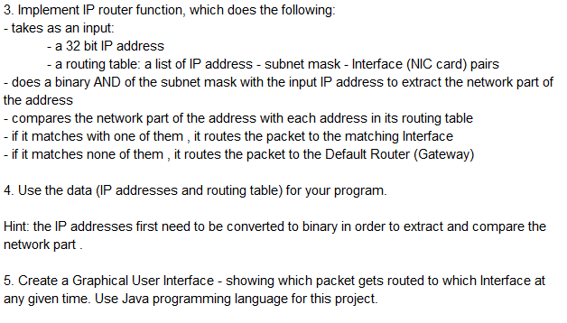 Solved 3 Implement IP router tunction, which doesthetolowing | Chegg.com