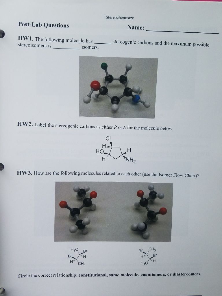 Solved Stereochemistry Post-Lab Questions Name: HW1. The | Chegg.com Solved Stereochemistry Post-Lab Questions Name: HW1. The | Chegg.com