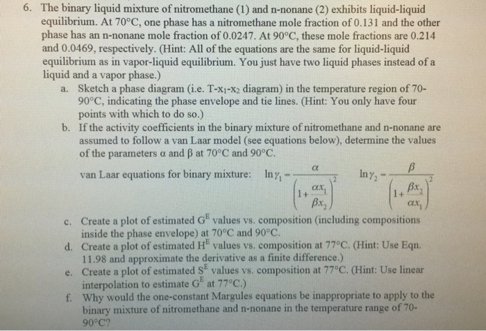 Solved The binary liquid mixture of nitromethane and | Chegg.com