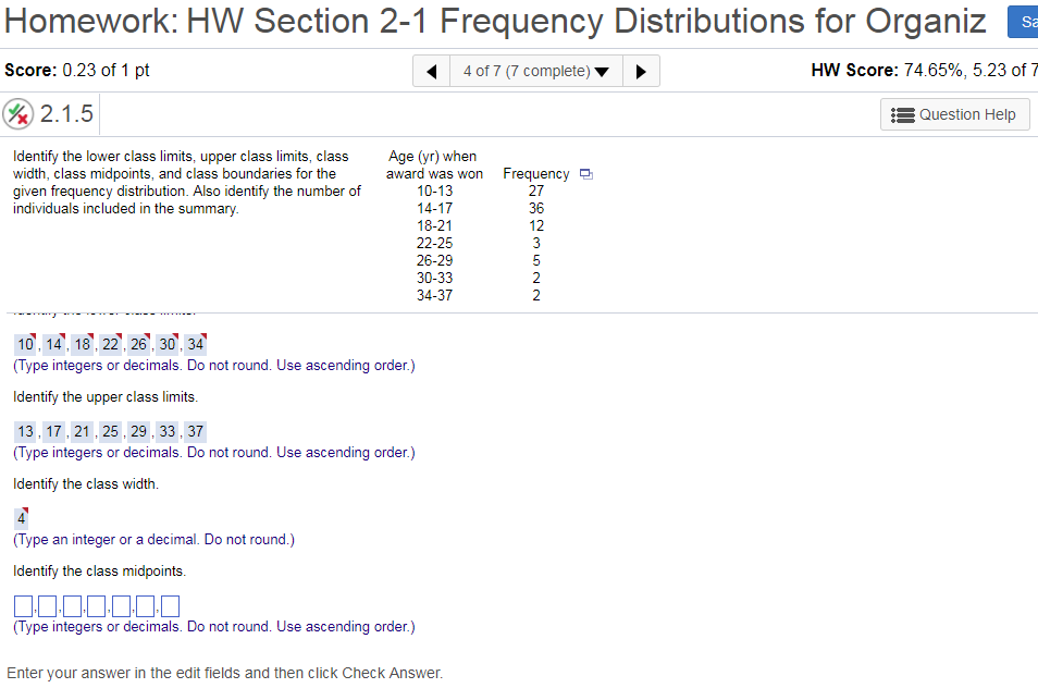 Solved Homework HW Section 2 1 Frequency Distributions For Chegg