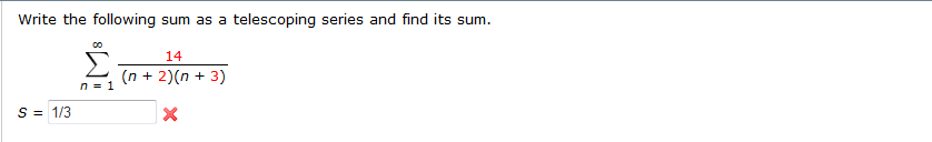 Solved Write the following sum as a telescoping series and | Chegg.com