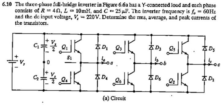 Solved The three-phase full-bridge inverter in Figure 6.6a | Chegg.com