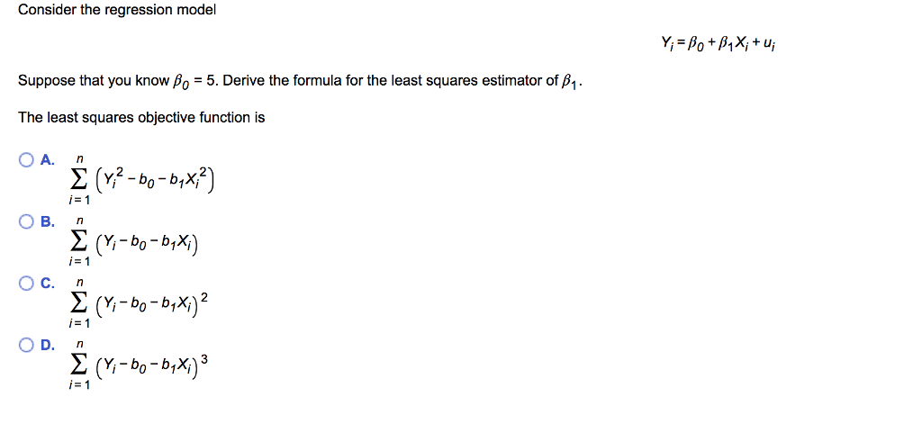 Solved Consider the regression model Suppose that you know | Chegg.com