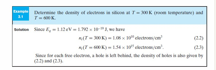 Example 2.1 Determine the density of electrons in | Chegg.com