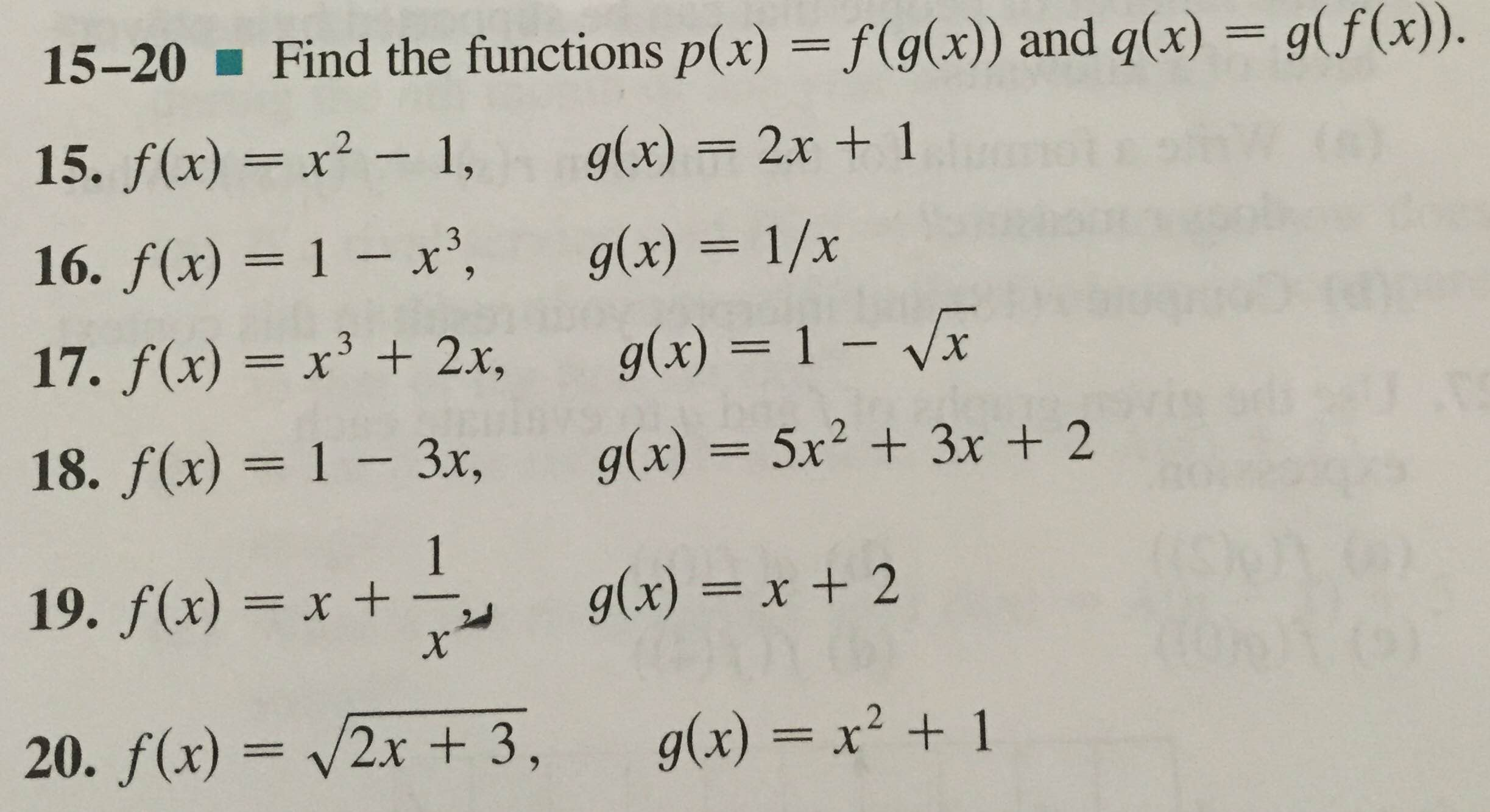 Solved Find The Functions P X F G X And Q X G F X