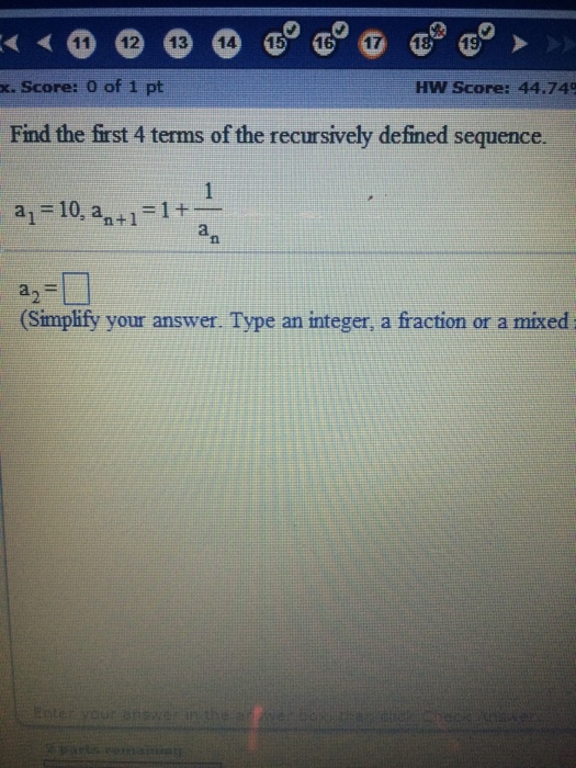 Solved Find the first 4 terms of the recursively defined | Chegg.com
