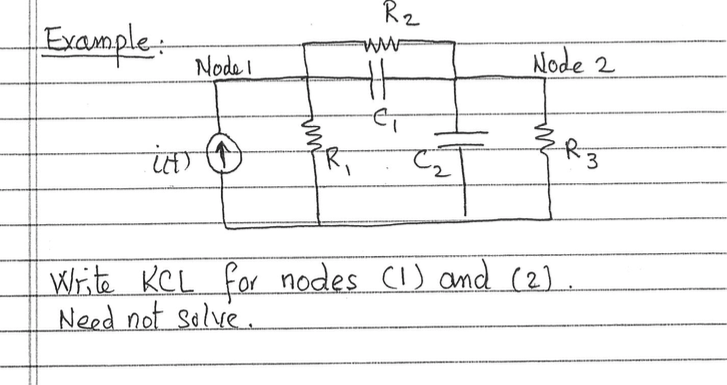 Solved Write KCL for nodes (1) and (2). Need not solve. | Chegg.com