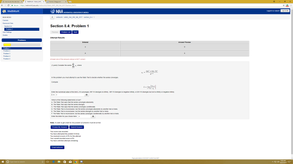 Solved WeBWorK Section 8.4: Problem 1 Attempt Recuits Erter | Chegg.com
