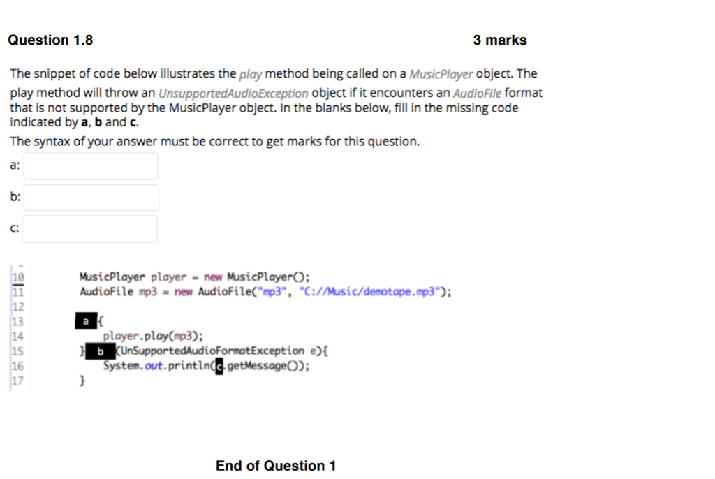 Solved Question 1.3 2 marks Using the blank spaces below, | Chegg.com